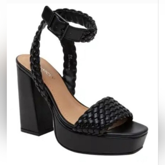 Lisa Vicky | Shoes | Lisa Vicky Jewelelegant Black Woven Platform Heels ...